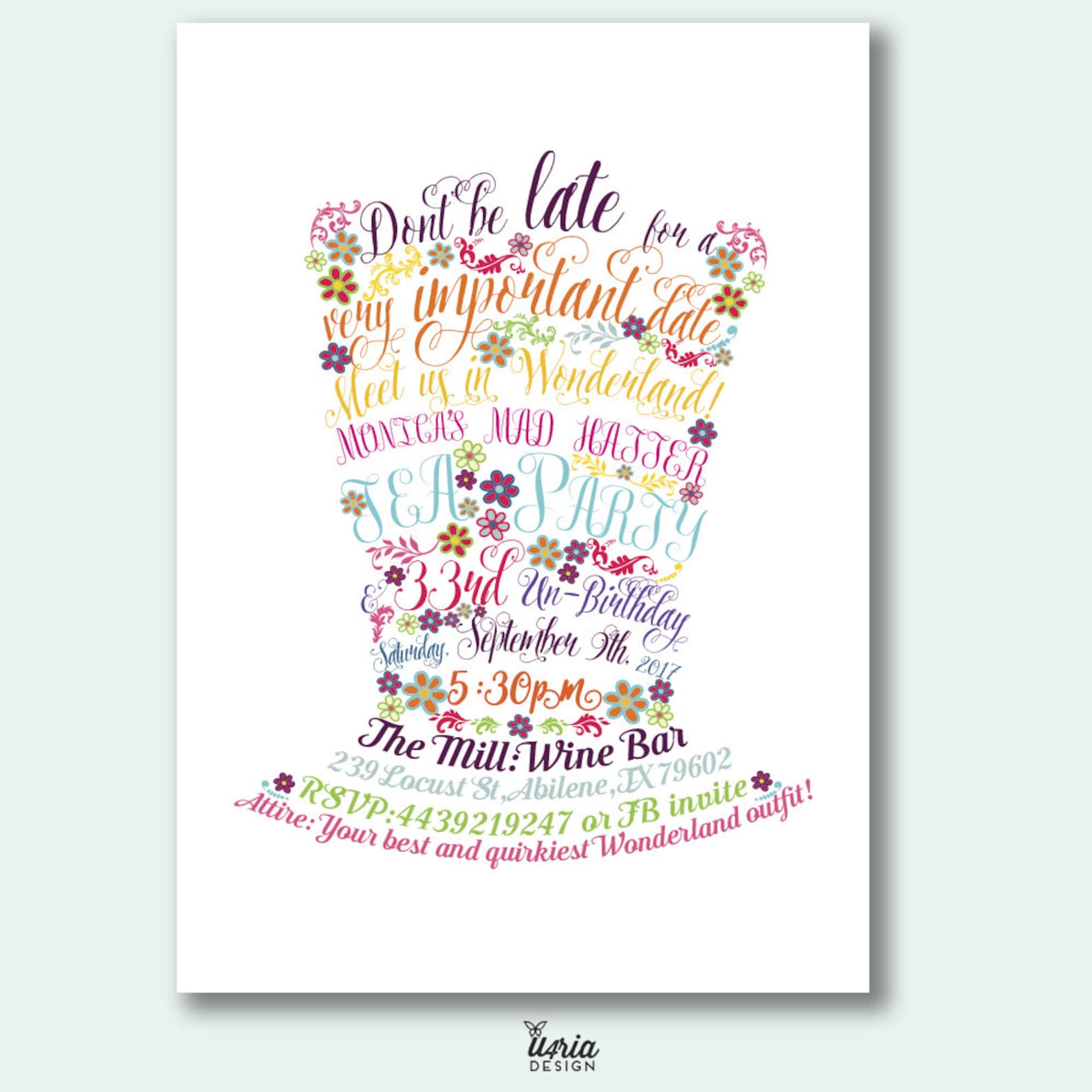 Mad Hatter TOPHAT Themed Birthday Invitation. Mad Hatter - Etsy