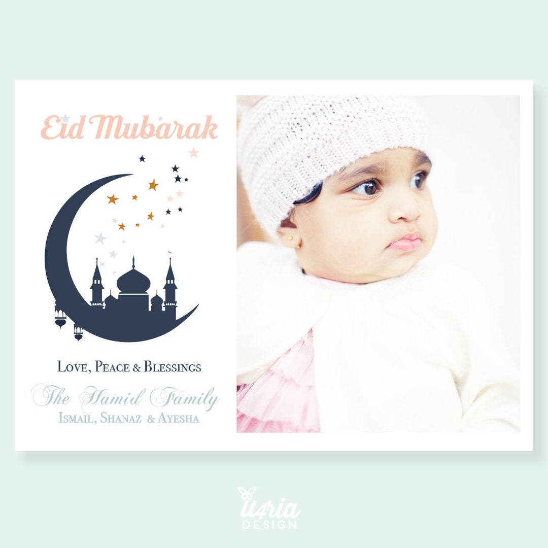 Modern Eid Photo Card: Watercolor Design (digital Download) - Etsy