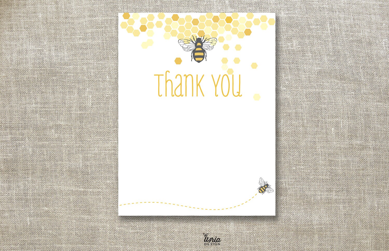 Busy Bee Thank You Cards: Yellow & Gray (digital Download) - Etsy