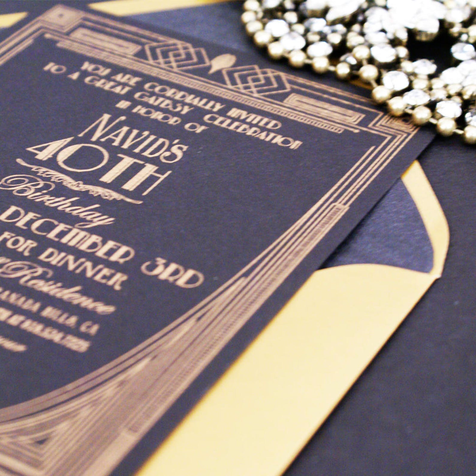 Great Gatsby Themed Invitation. Great Gatsby Invitation. Gold ...