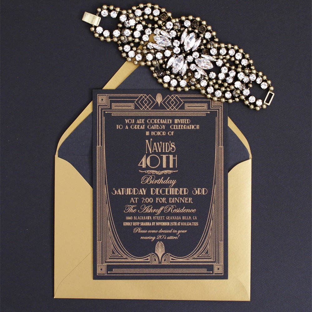 Great Gatsby Themed Invitation. Great Gatsby Invitation. Gold ...