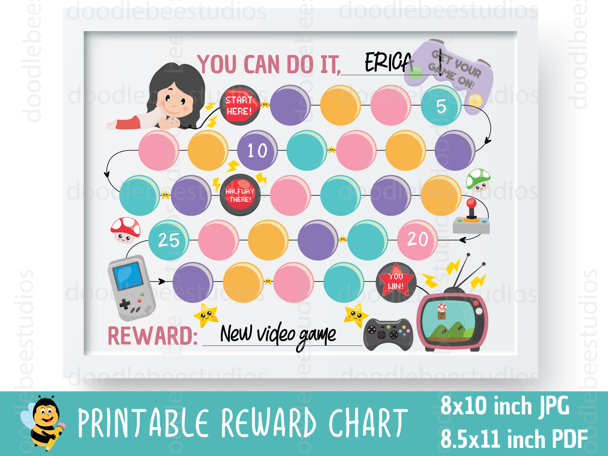 Prints 2 Versions Chore Chart Printable Gumball Reward Chart Potty ...