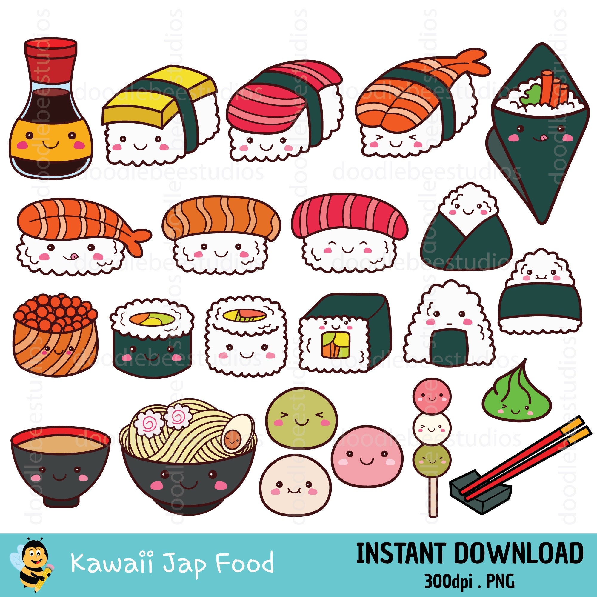 Kawaii Sushi Clipart Japanse Food Clipart Cute Sushi Cute - Etsy België