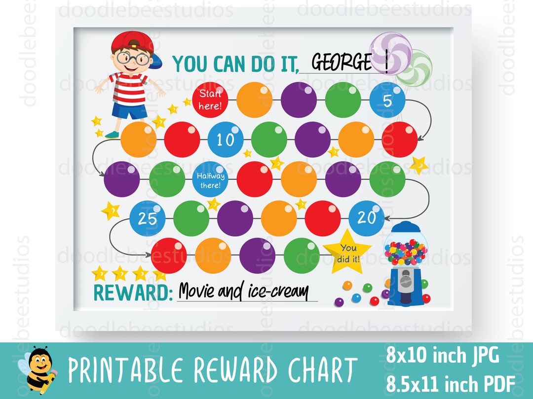 Cute Gumball Printable Reward Chart, Boys Reward Chart, Kids Potty ...
