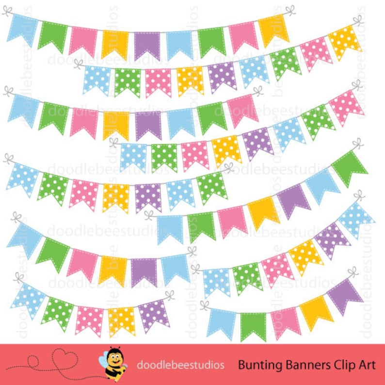 Bunting Banners Clipart Banners Clip Art Bunting Flags Clip | Etsy