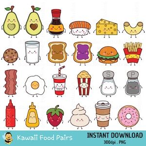 Valentine's Day Food Pairs Clipart, Valentine's Day Clipart, Perfect ...
