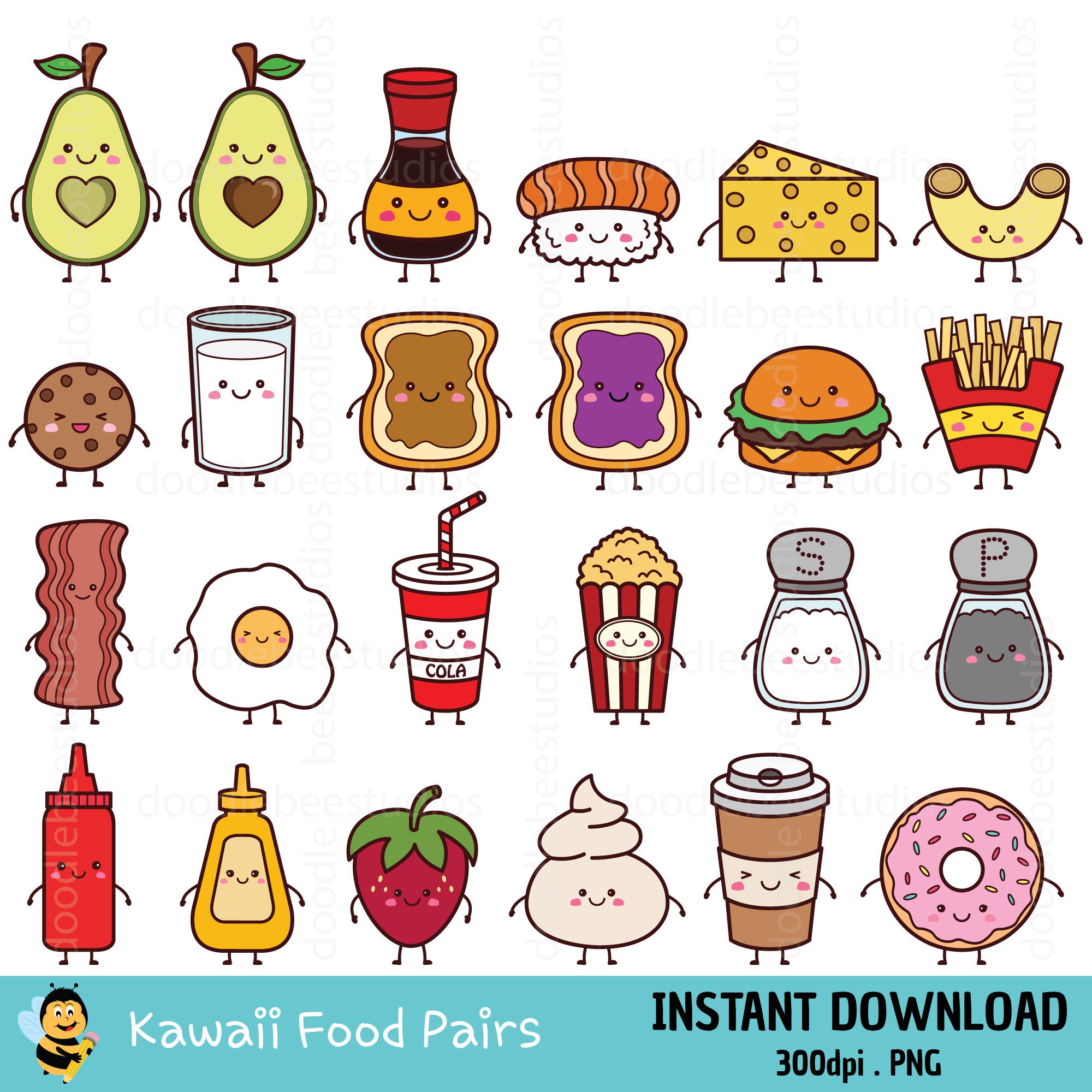 Valentine's Day Food Pairs Clipart, Valentine's Day Clipart, Perfect ...