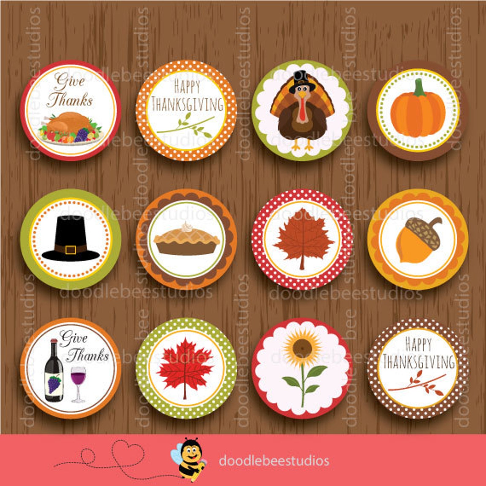 Printable Thanksgiving Cupcake Toppers Thanksgiving Cupcake - Etsy