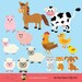 Farm Animals Clipart. Farm Clip Art Set, Barnyard Animals Clipart ...
