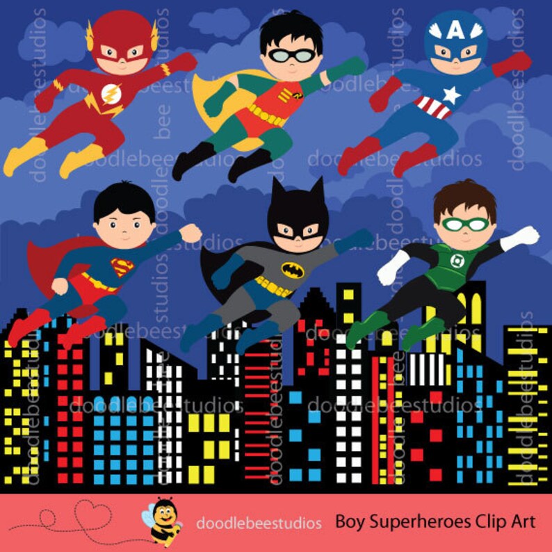 Boy Superhero Clipart Boy Superheroes Clip Art Superheroes - Etsy