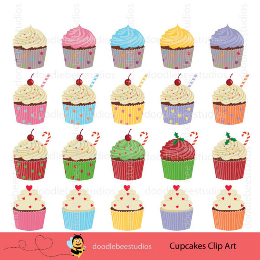 Cupcakes Clipart, Cup Cake Clip Art, Cupcake Clipart, Digital Cupcakes ...