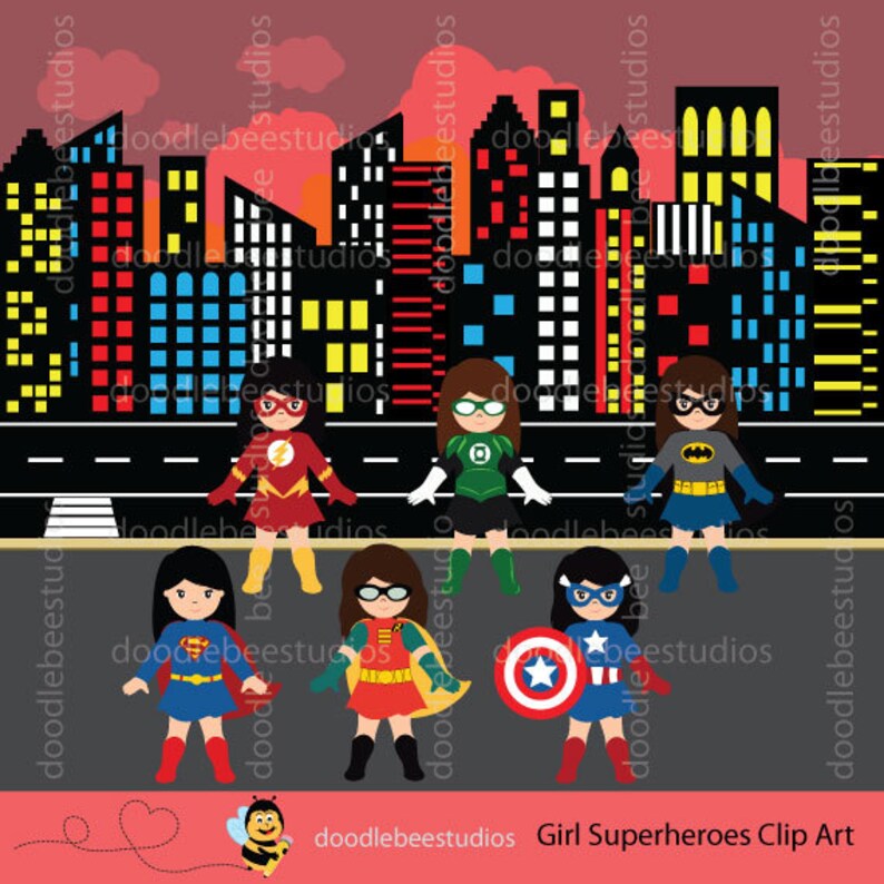 Girl Superhero Clipart Girl Superheroes Clip Art Superheroes | Etsy