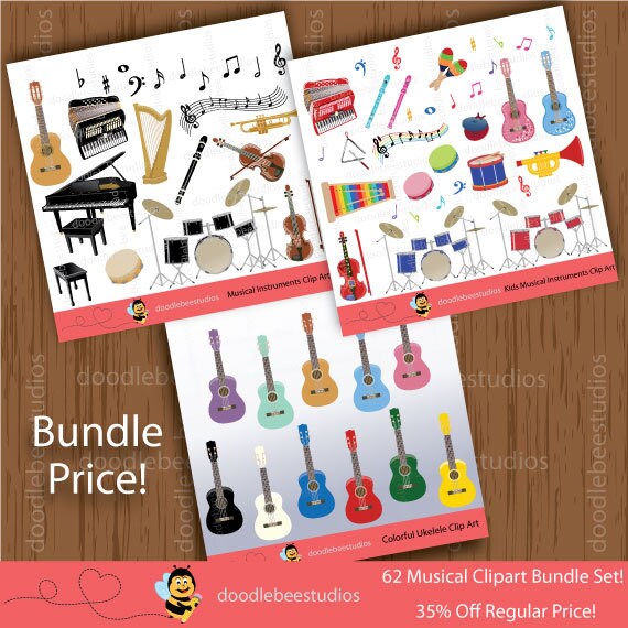 Musical Instruments Clipart Set 1 Digital Clip Art Graphics