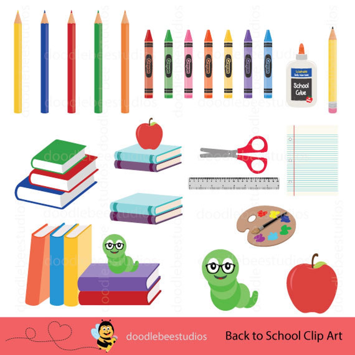 Back to School Clipart, Stationery Clipart, Graduation Clipart, Teacher ...