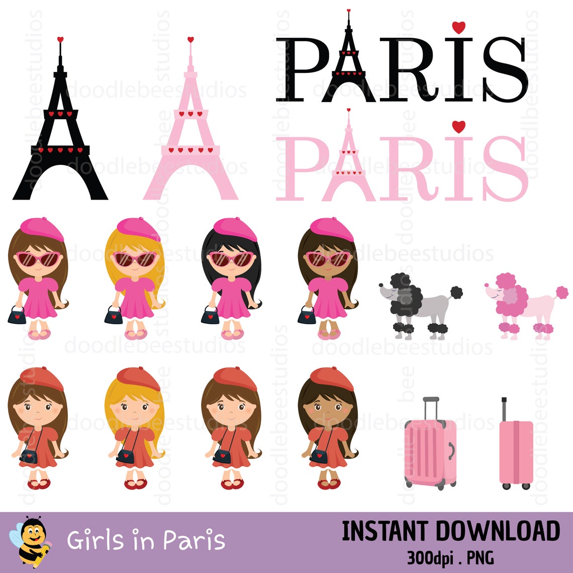 Paris Clipart Pink Paris Clip Art Travel Clipart Paris - Etsy