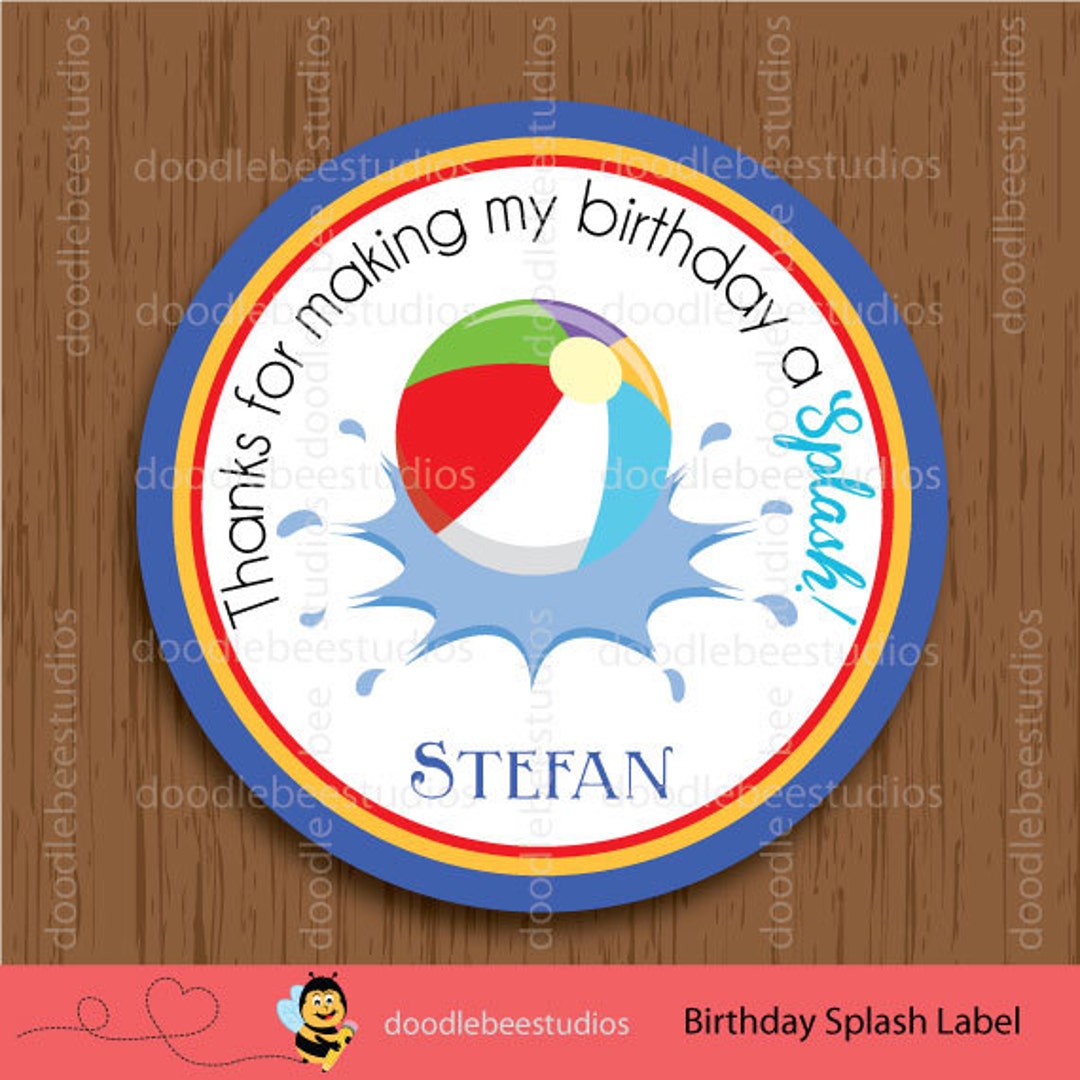 Beach Ball Party Tags, Printable Beach Ball Tags, Beach Party, Summer ...