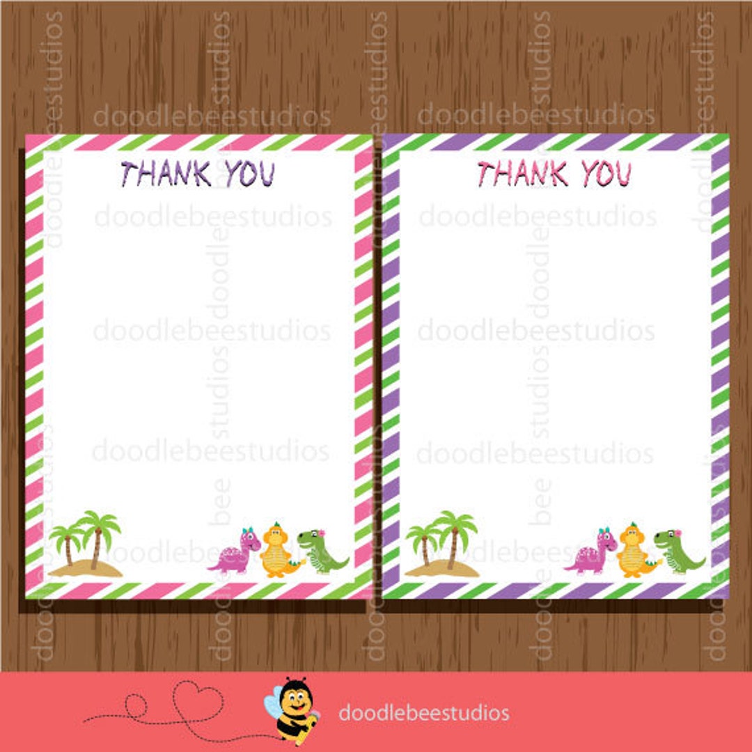Dinosaur Thank You Notes, Printable Dinosaur Notes, Instant Download ...