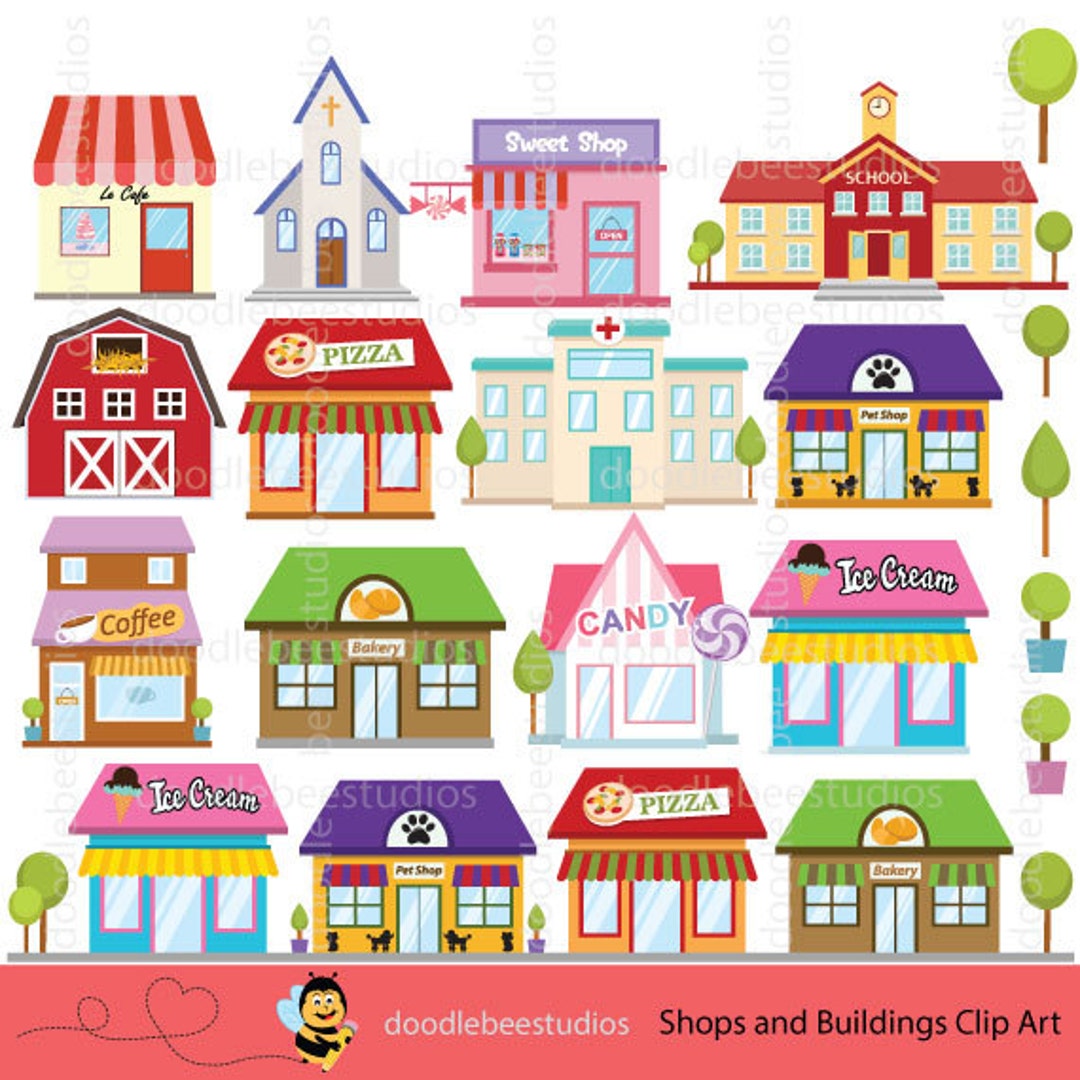 Shops Clipart, Buildings Clipart, Shop Clipart, Building Clip Art, Cafe ...