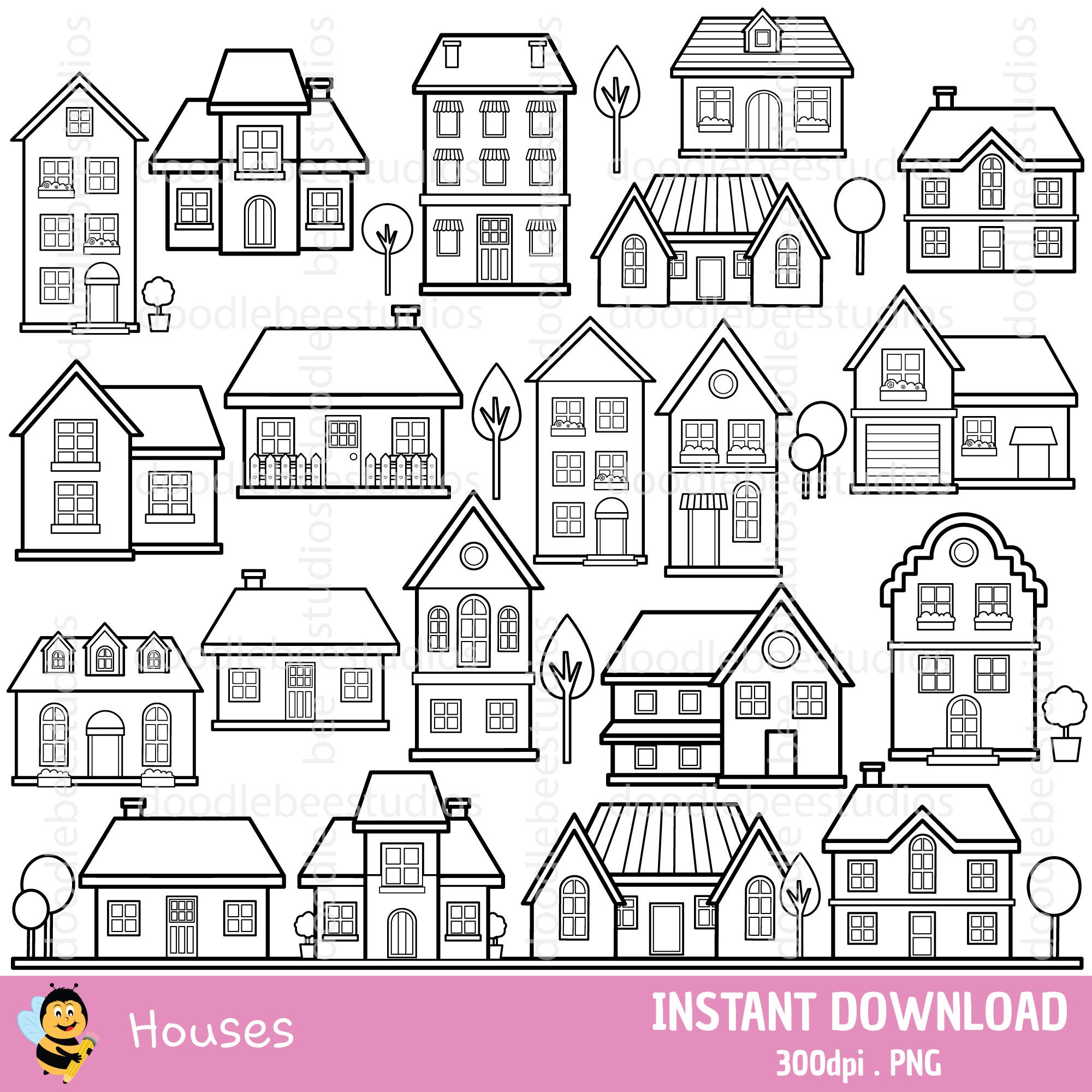 Houses Clipart Black And White