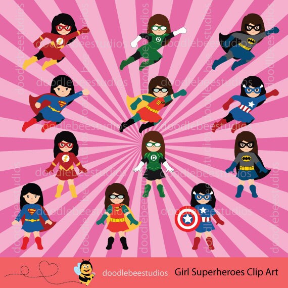 Girl Superhero Clipart Girl Superheroes Clip Art Superheroes | Etsy