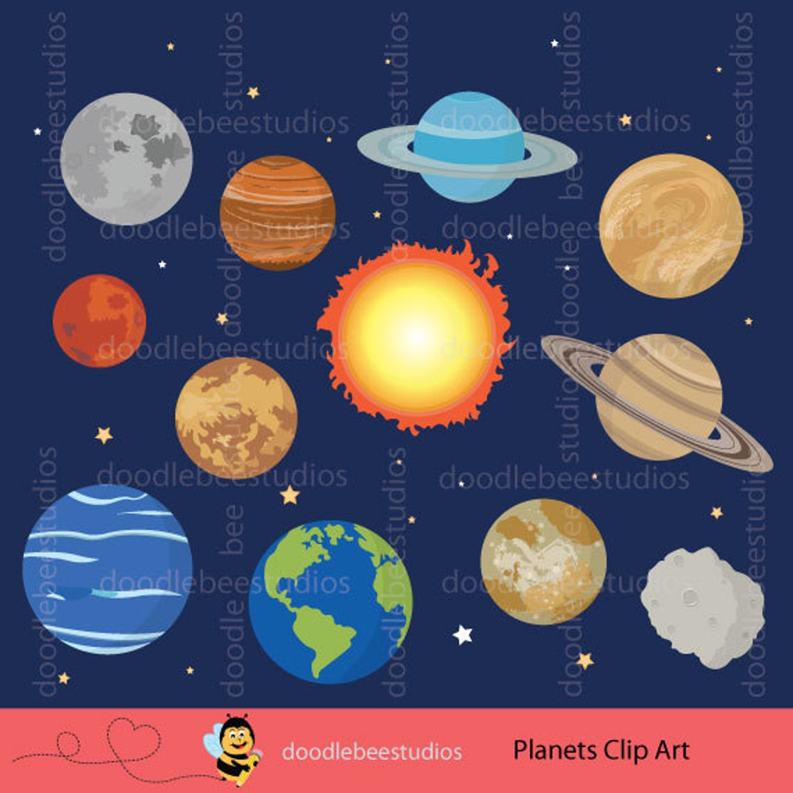 Planets Clipart Outer Space Clipart Solar System Clip Art | Etsy