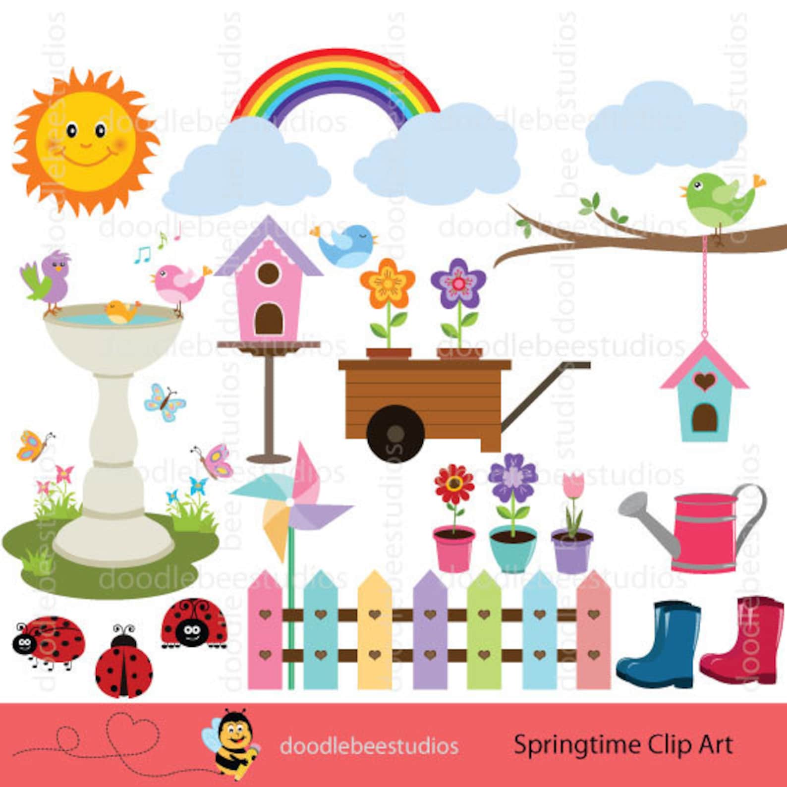 Spring Clipart Spring Time Clip Art Spring Garden Clipart - Etsy UK