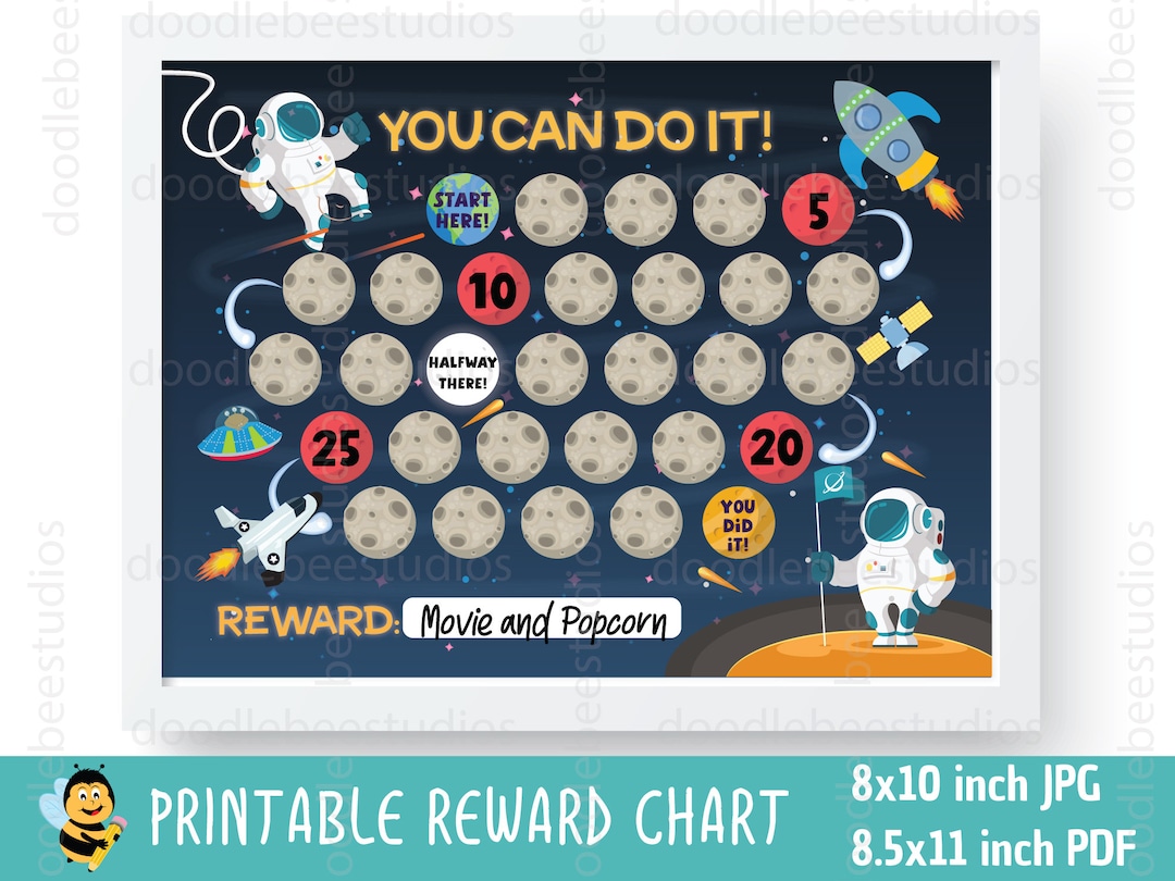 Printable Outer Space Reward Chart, Cute Reward Chart, Kids Potty Chart ...
