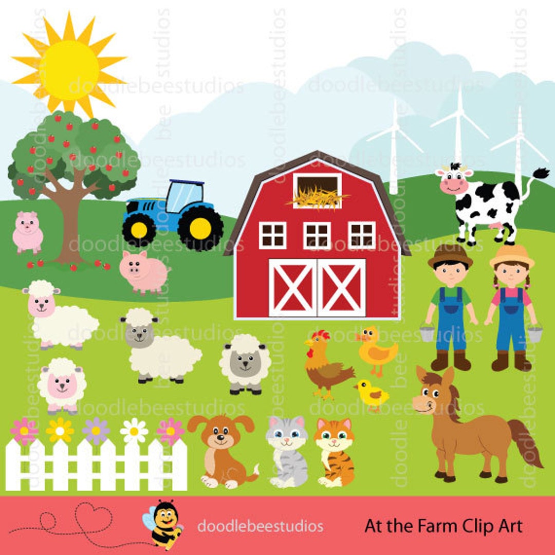 Farm Animals Clipart. Farm Clip Art Set, Barnyard Animals Clipart ...