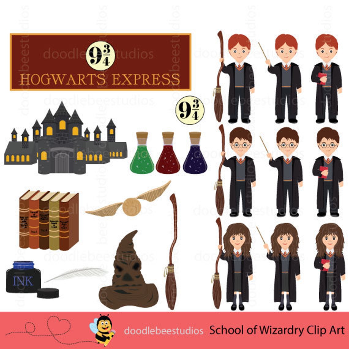 School of Wizardry Clipart Wizard Clipart School of Magic | Etsy