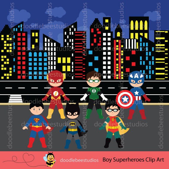 Superhero Cityscape Clipart