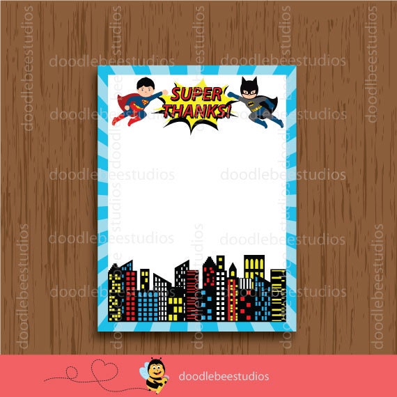 Superhero Thank You Notes Superhero Printables Superhero - Etsy