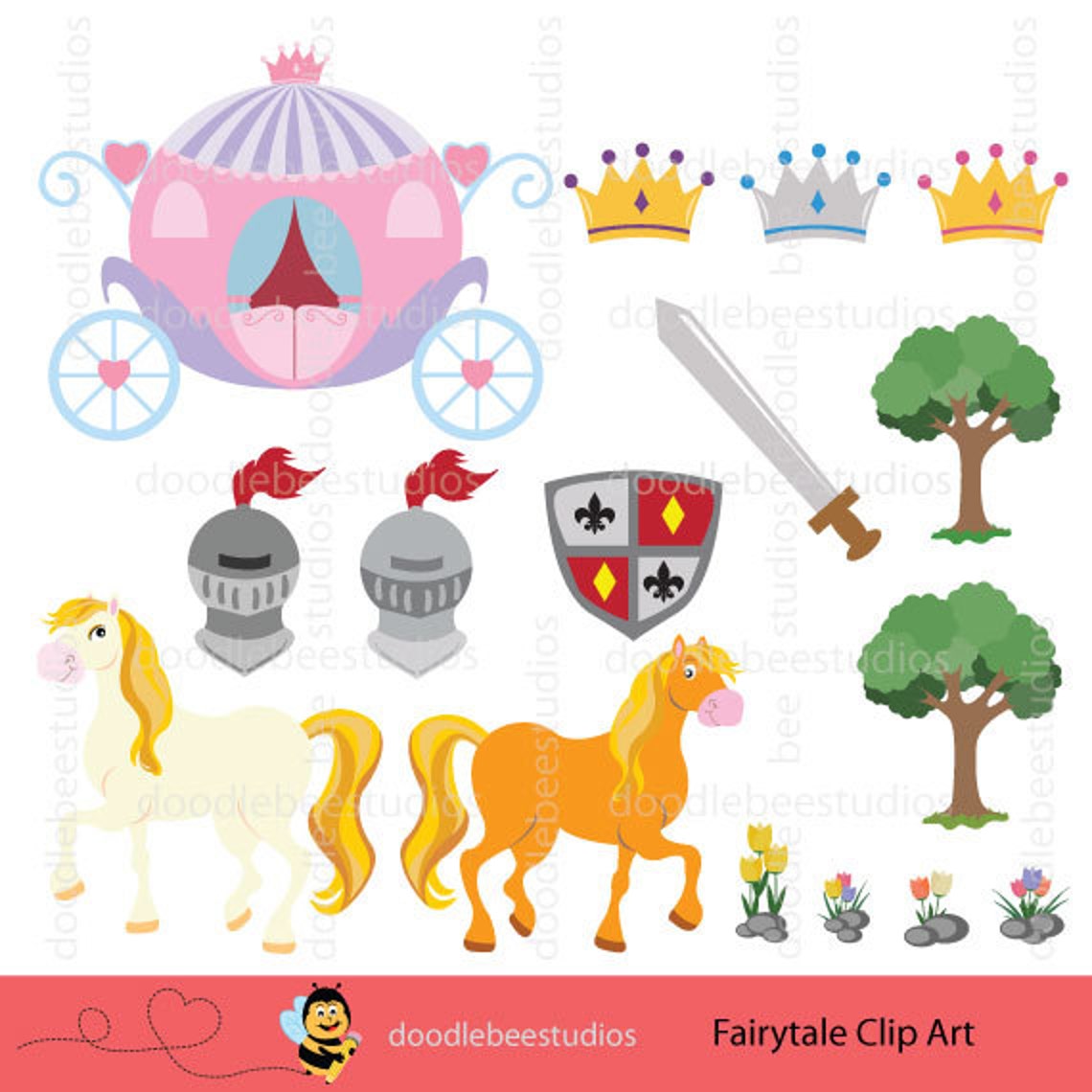 Princess Clipart Fairytale Clipart Princess Clip Art Knight - Etsy