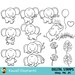 Kawaii Elephants Digital Stamps Clipart, Cute Elephant Digital Stamps ...