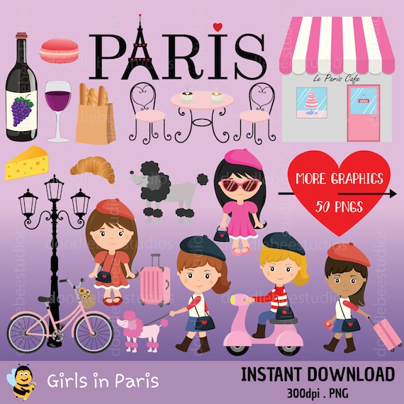 Paris Clipart Pink Paris Clip Art Travel Clipart Paris - Etsy