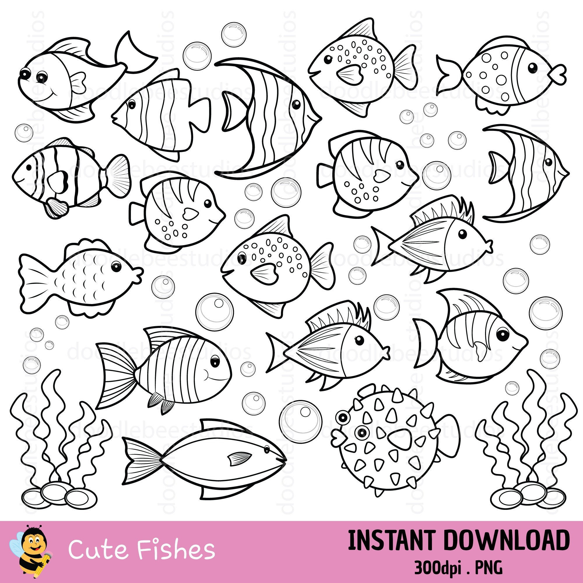 Cute Fish Line Art