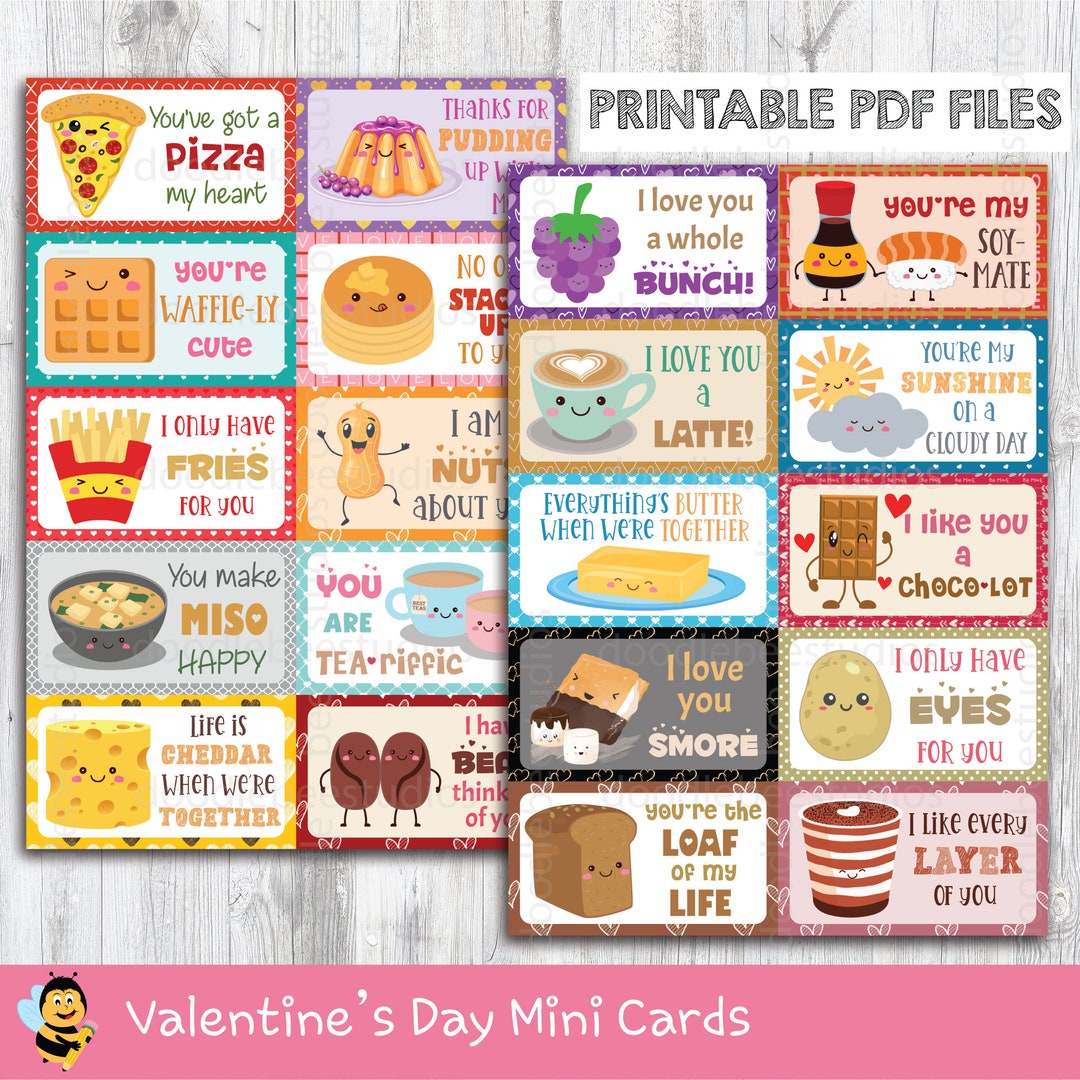 Valentine's Day Cards, Cute Valentine's Day Lunch Notes, Printable ...