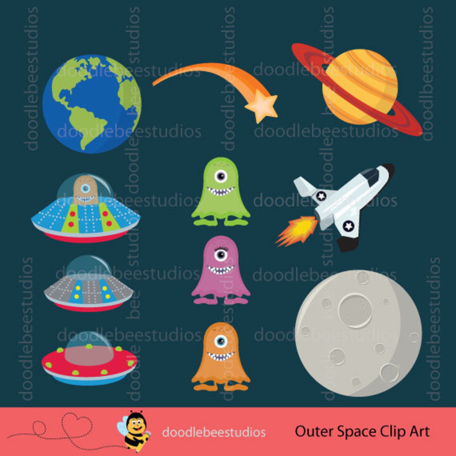 Outer Space Clipart Outer Space Digital Download Astronauts - Etsy