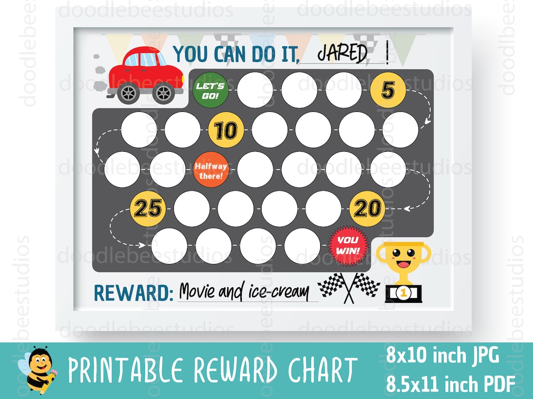 Printable Car Reward Chart, Cute Car Reward Chart, Cute Potty Chart ...