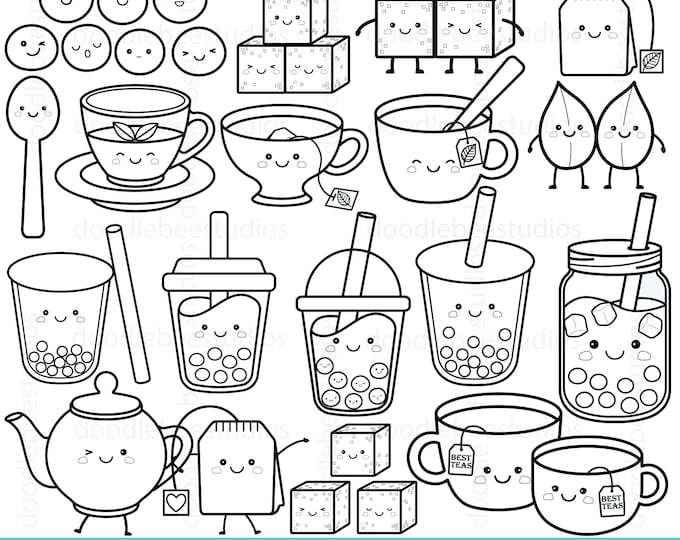 Kawaii Breakfast Digital Stamps, Kawaii Breakfast Clipart, Cute ...