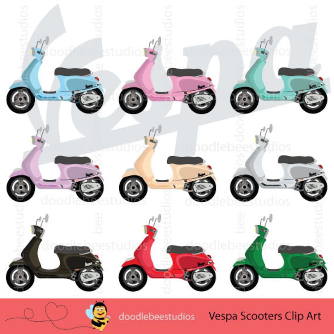 Vespa Clipart, Vespa Scooter Clip Art, Scooter Clipart, Electric ...