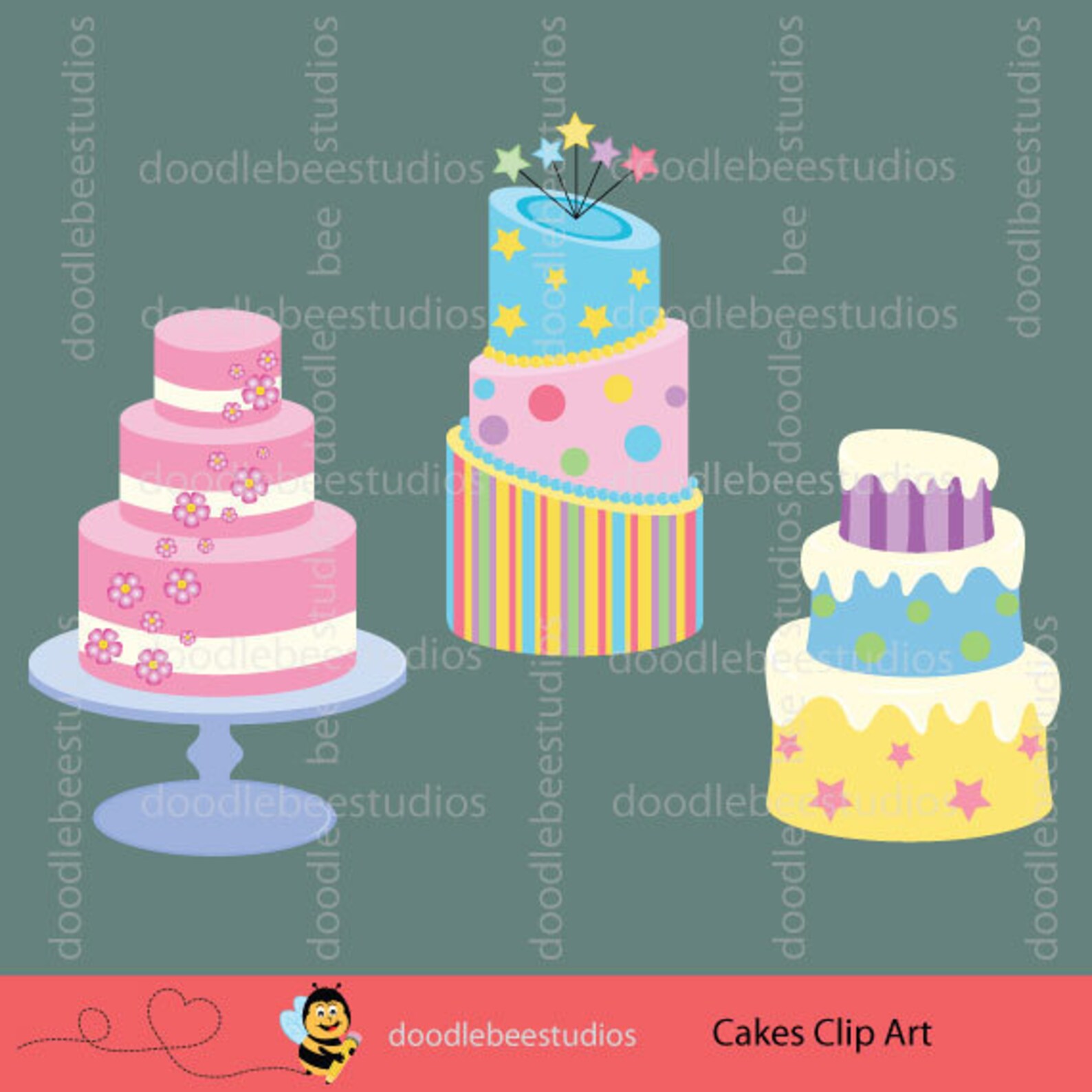 Cakes Clipart Cake Clip Art Cake Tiers Clipart Birthday - Etsy