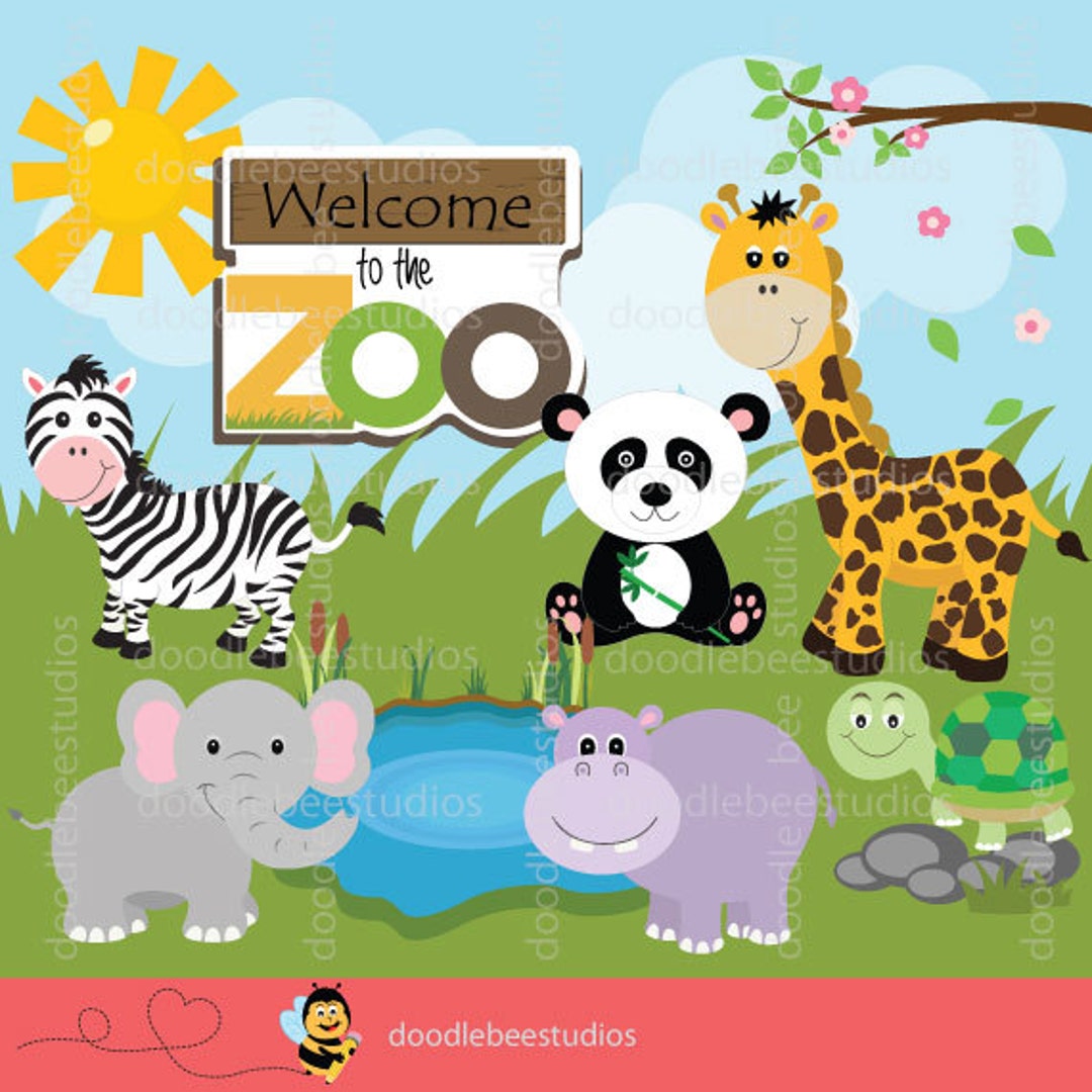 Zoo Animals Clipart, Zoo Clip Art, Safari Animals Clipart, Cute Animals ...