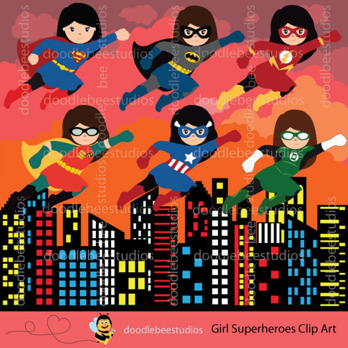 Girl Superhero Clipart Girl Superheroes Clip Art Superheroes | Etsy