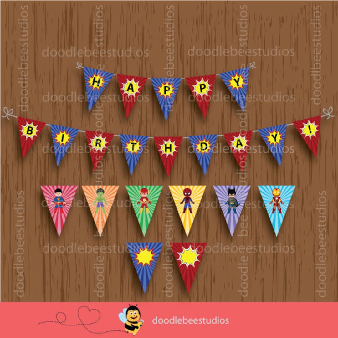 Superheroes Banner Printable Superhero Banner Superhero - Etsy