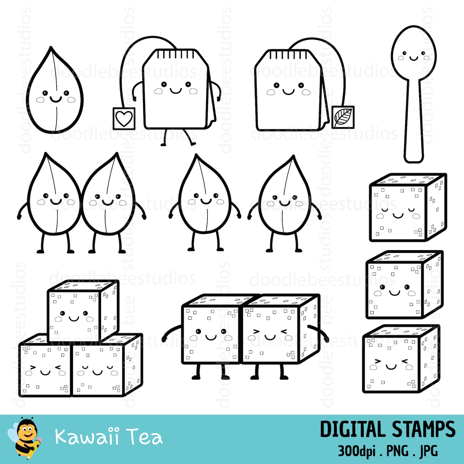 Kawaii Tea Digital Stamps Cute Bubble Tea Digital Stamps - Etsy