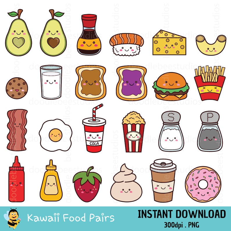 Valentine's Day Food Pairs Clipart, Valentine's Day Clipart, Perfect ...