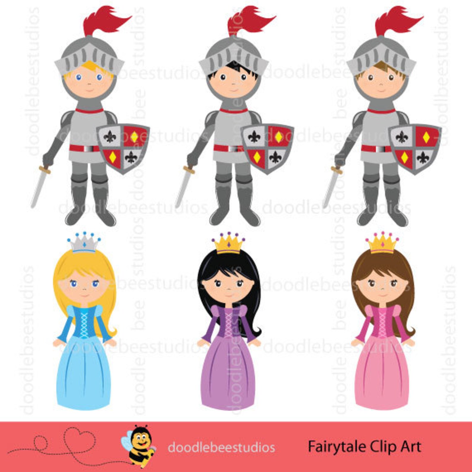 Princess Clipart Fairytale Clipart Princess Clip Art Knight - Etsy