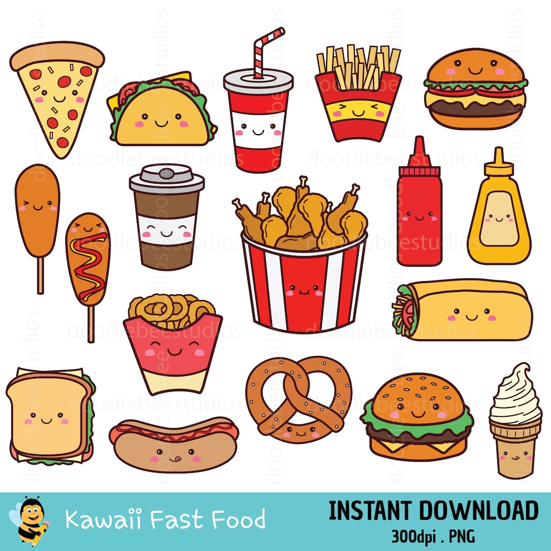 Kawaii Fast Food Clipart, Fast Food Clipart, Fast Food Clip Art, Cute ...