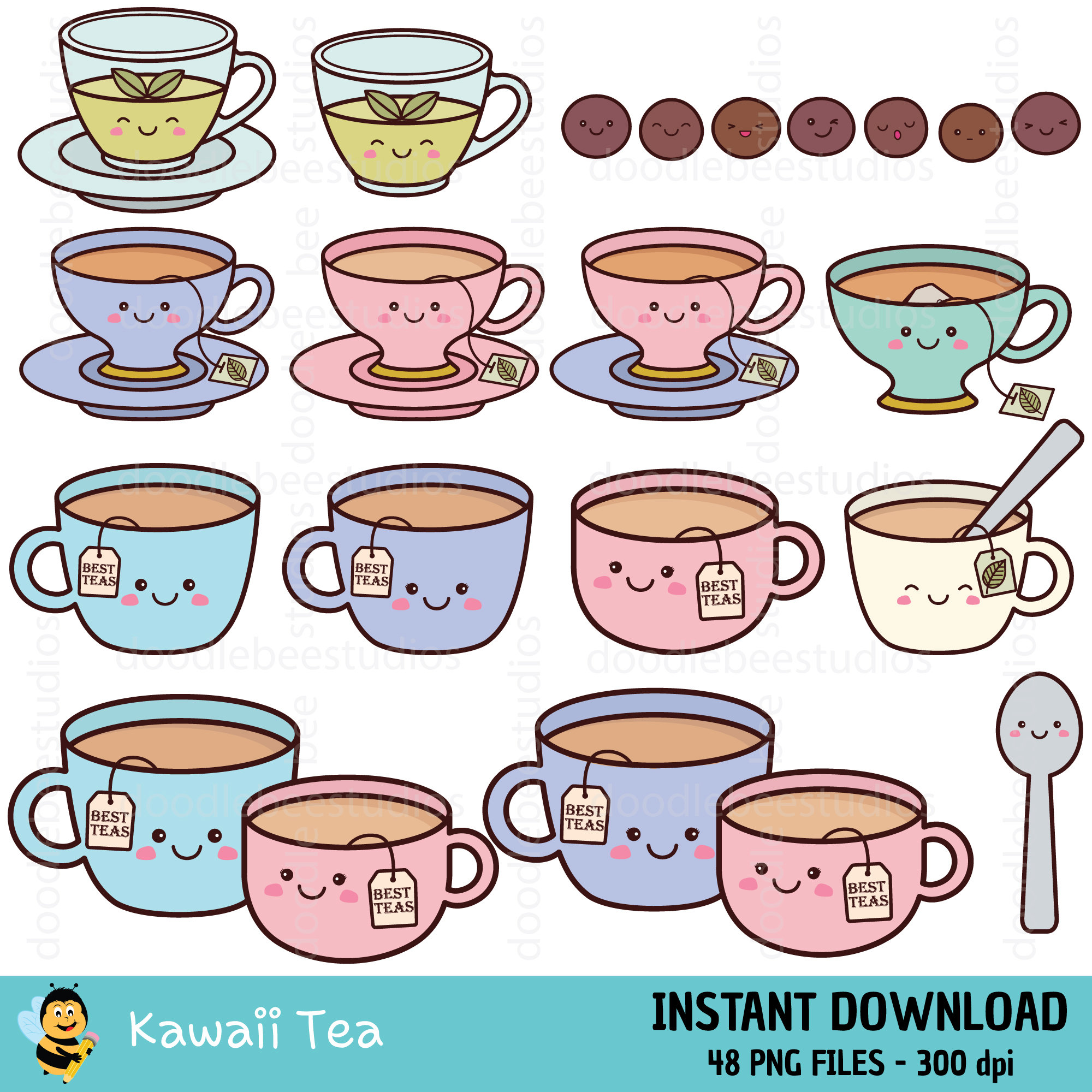 Kawaii Bubble Tea Clipart Cute Tea Clipart Boba Clipart - Etsy
