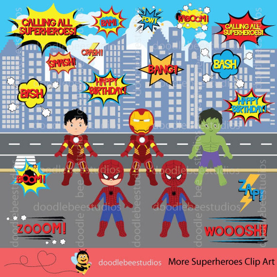 Boy Superheroes Clipart, Superhero Clip Art, Spiderman Clipart, the ...